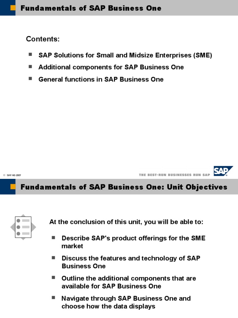 Fundamentals of SAP Business One 2007 | PDF | Sap Se | Software ...
