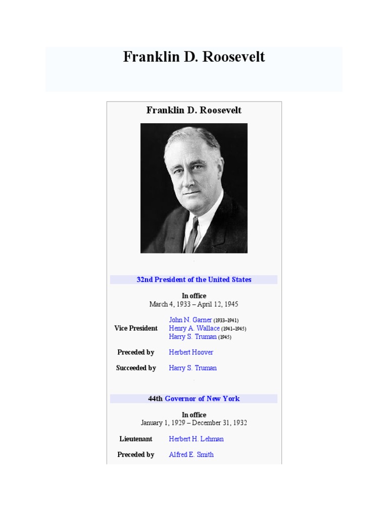 Franklin D. Roosevelt | PDF | Franklin D. Roosevelt | New Deal