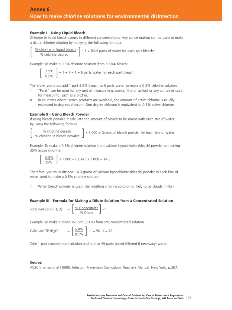 How To Make Chlorine Solutions For Environmental Disinfection | PDF