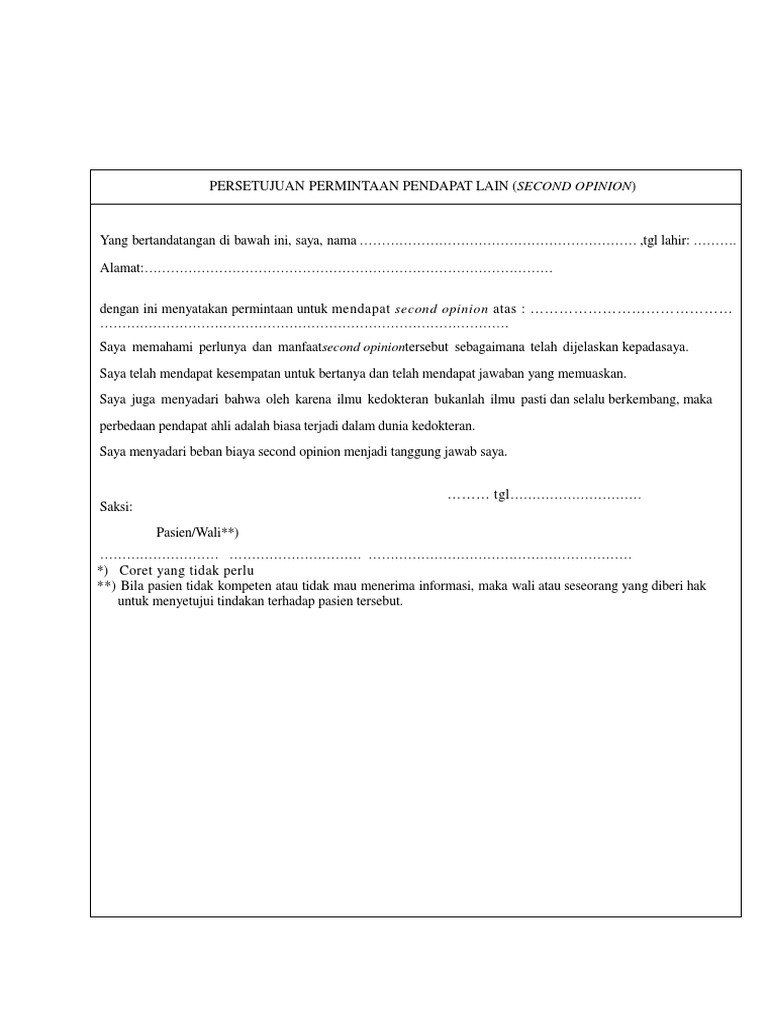 Contoh Form Second Opinion | PDF