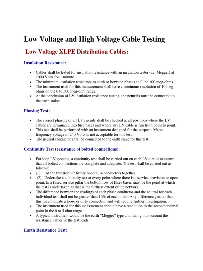 Megger-Insulation Test Values | Insulator (Electricity) | High Voltage