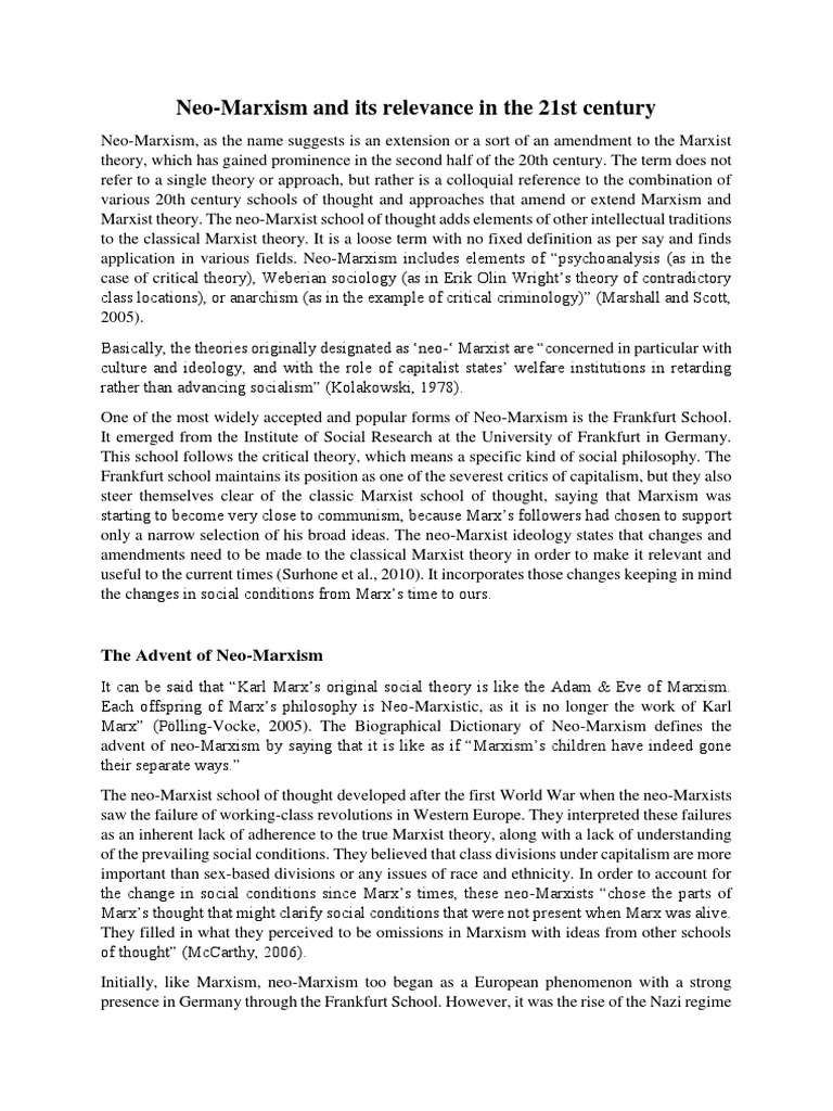 Neo Marx | PDF | Neo Marxism | Frankfurt School