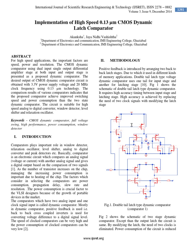 Implementation of High Speed 0.13 M CMOS Dynamic Latch Comparator | PDF | Electronic Design ...