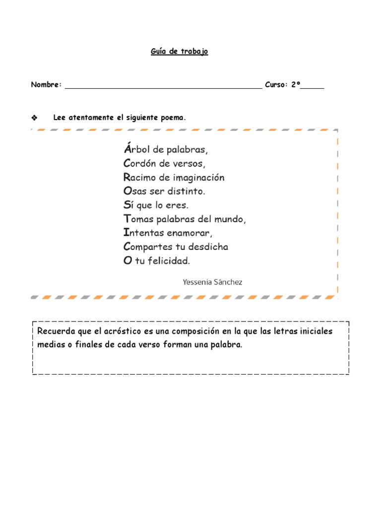 Acrósticos para Niños en el Aula | PDF | Poesía