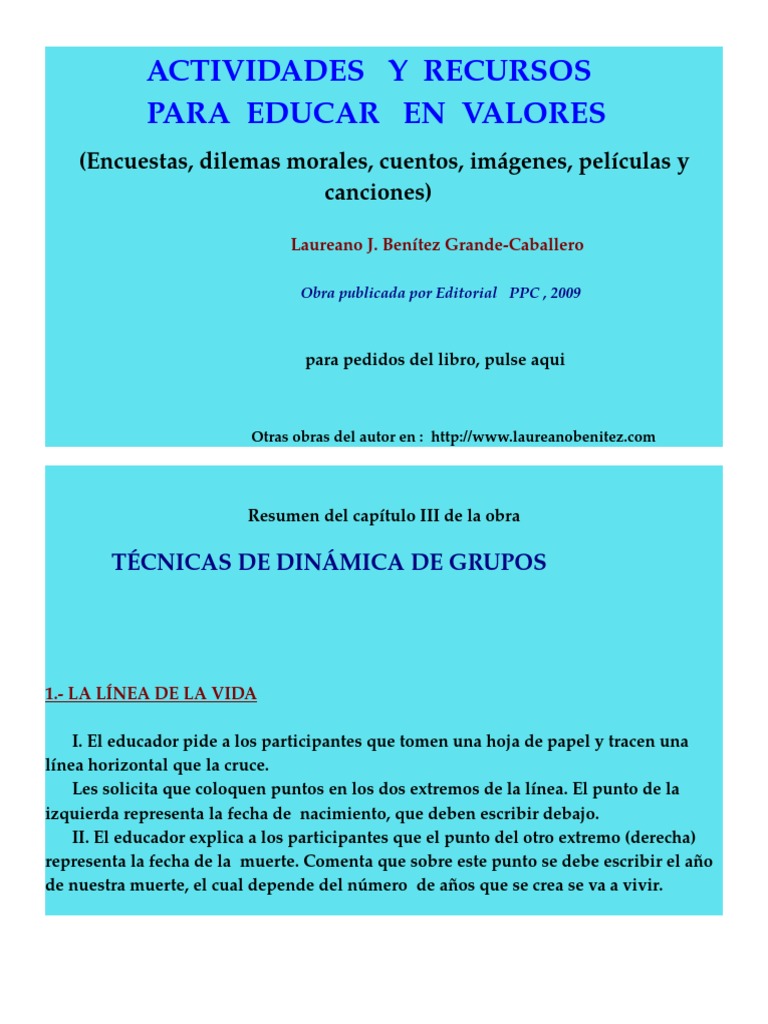 Actividades para Educar en Valores | PDF | Vida