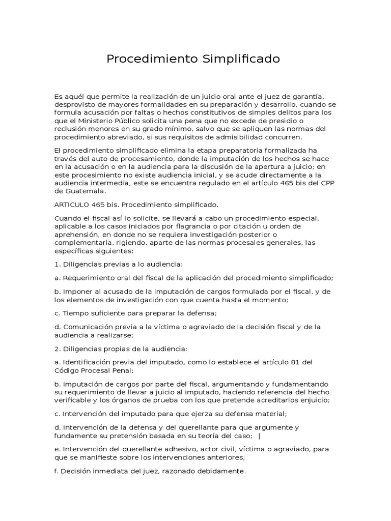 Procedimiento Simplificado | PDF | Procedimiento Criminal | Ley procesal