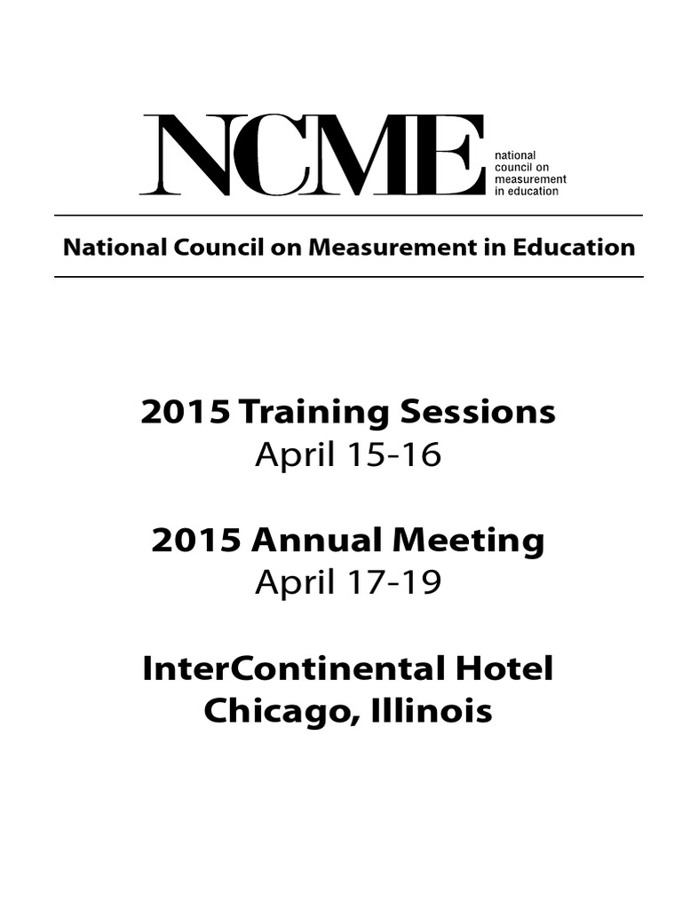 NCME Program 2015 | PDF | Psychometrics | Statistics
