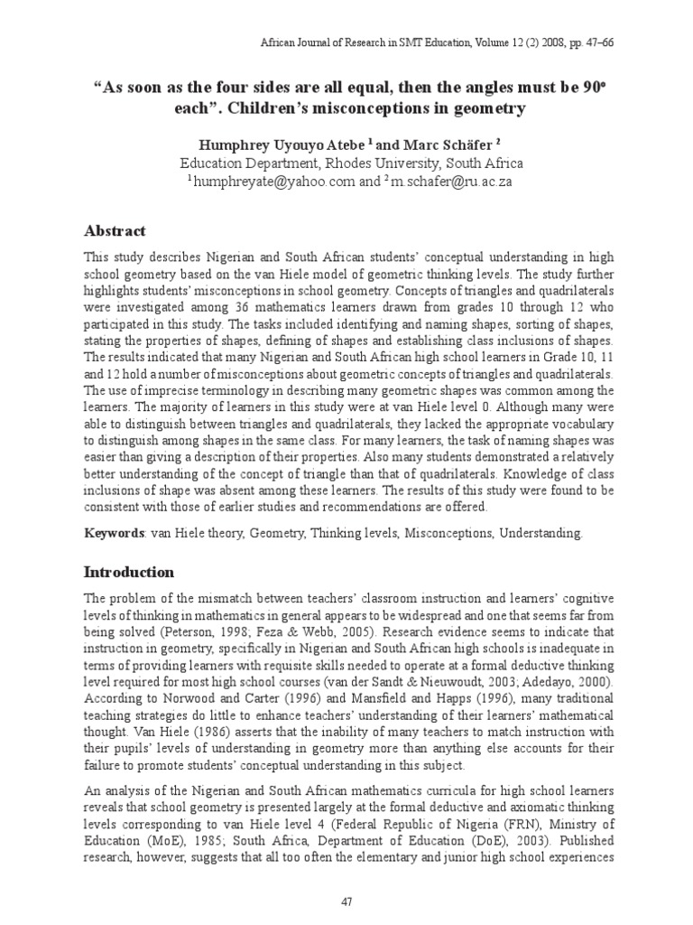 Children's Misconceptions in Geometry | Download Free PDF | Rectangle ...