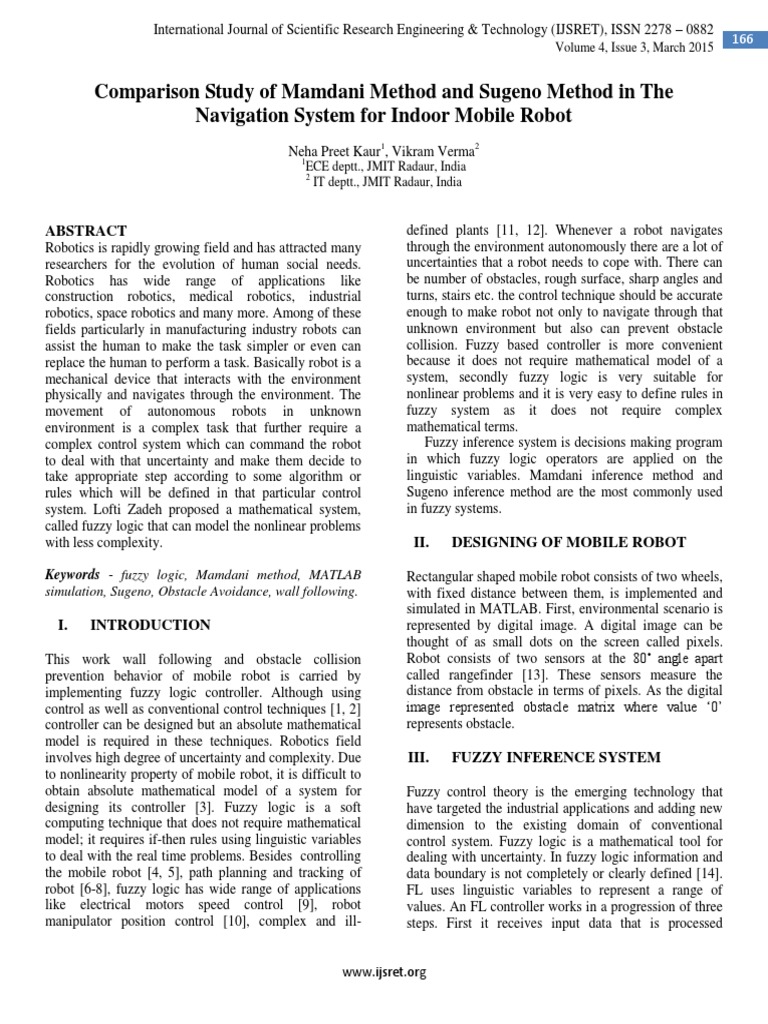 Comparison Study of Mamdani Method and Sugeno Method in The Navigation System For Indoor Mobile ...