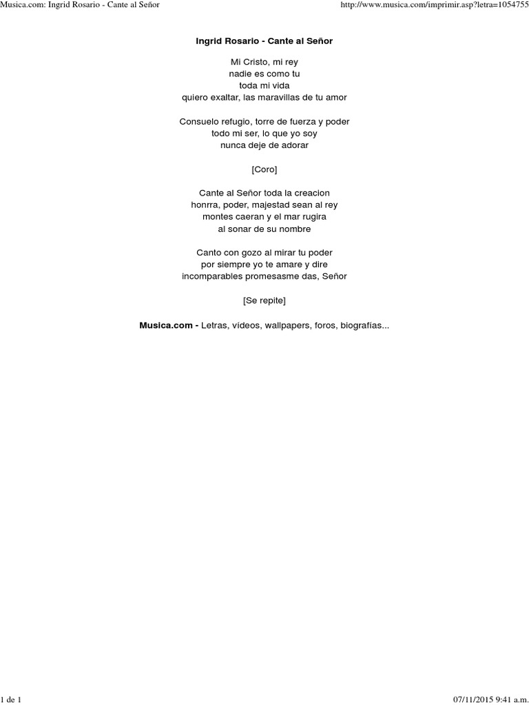Cante al Señor - Ingrid Rosario | PDF