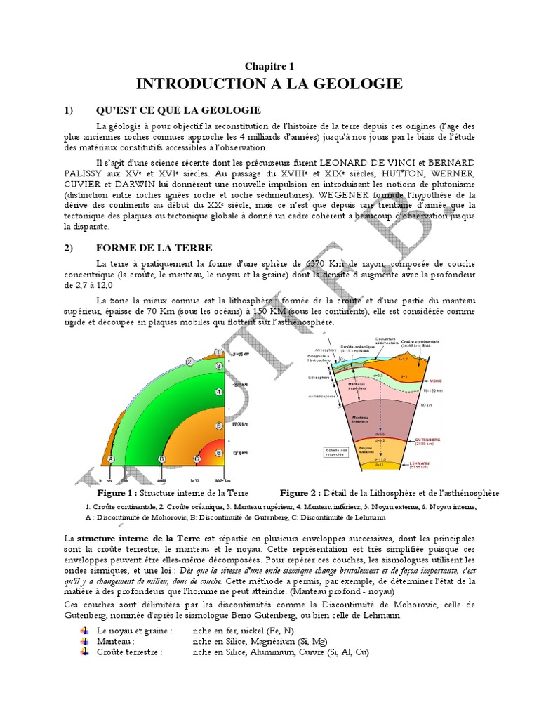 Chap1 Introduction Geologie INTRODUCTION A LA GEOLOGIE 1) QU’EST | Manteau terrestre | Géologie