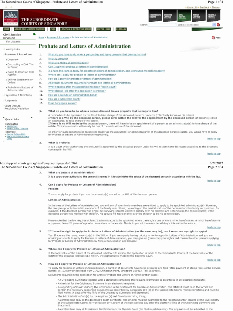 Letter of Administration | PDF