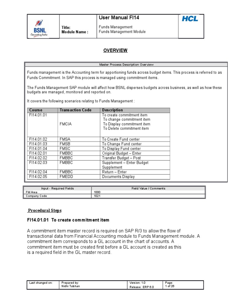 Funds Management Fundamentals: An Overview of Commitment Items, Fund ...