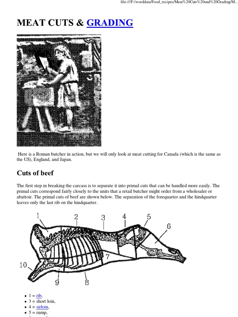 Meat Cuts and Grading | PDF | Vertebra | Vertebral Column