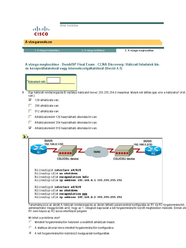 CCNA2 Final Exam Version2 Hungarian 85% | PDF