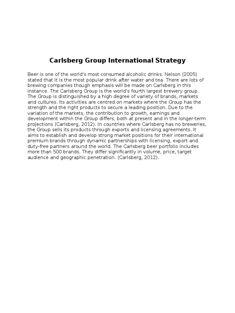 Carlsberg's International Strategy Overview | PDF | Mergers And ...