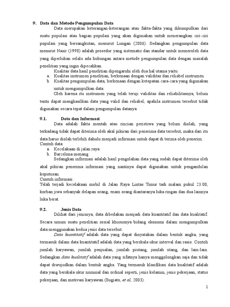 Data Dan Metode Pengumpulan Data | PDF