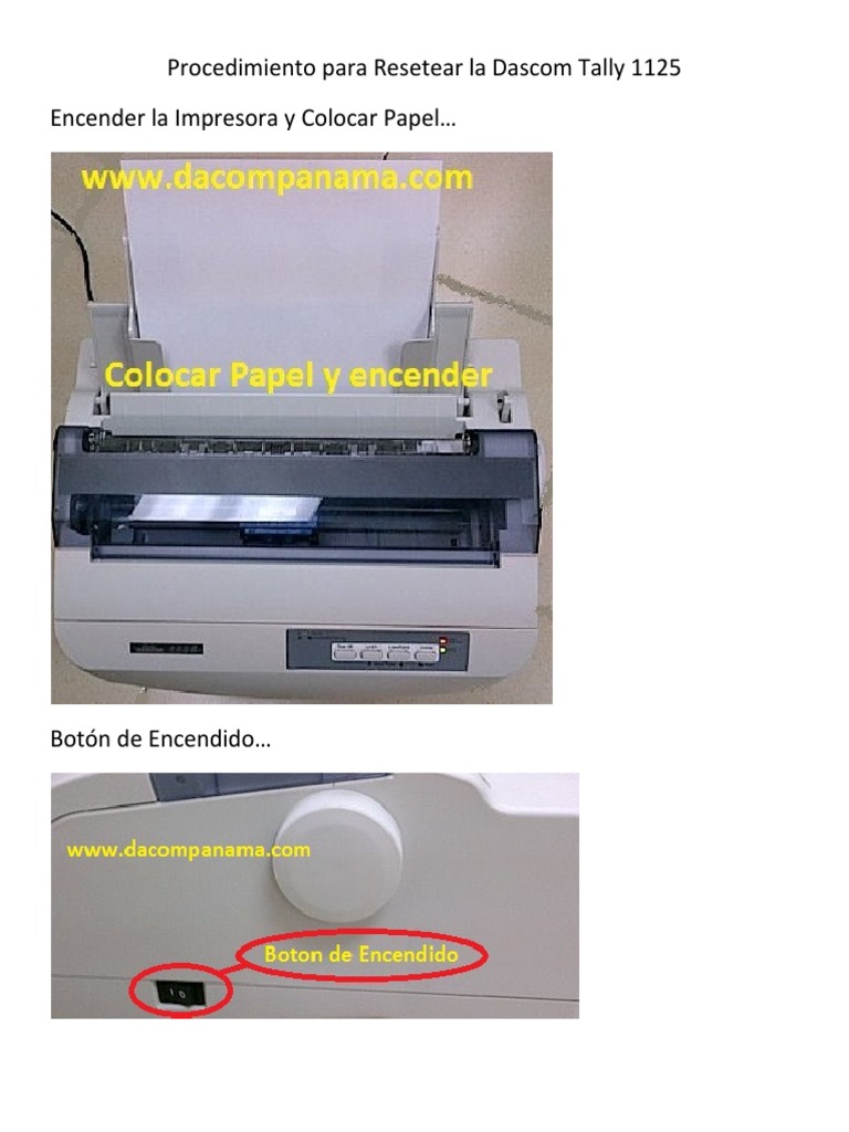 Reset Dascom Tally 1125: Guía Rápida | PDF | Métodos y materiales de ...