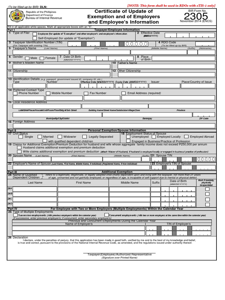RMC No 9-2015, eTIS BIR FORM 2305 PDF | Government Information | Government