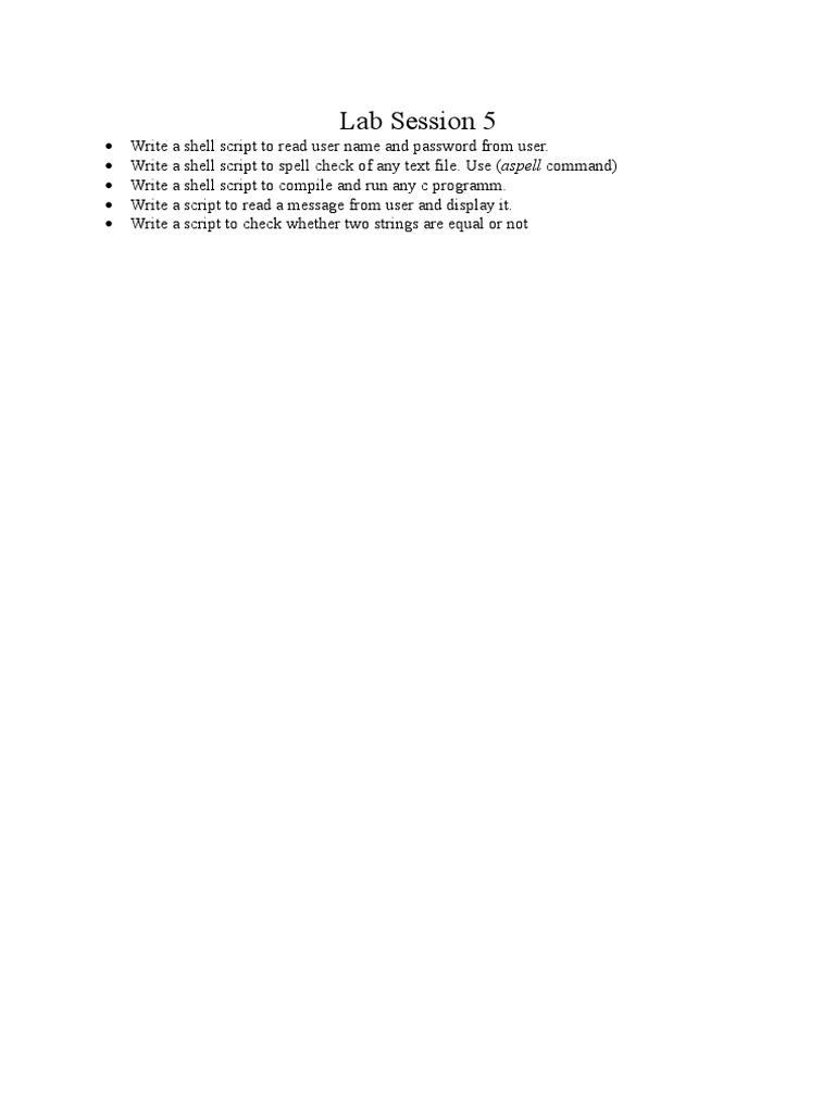 Shell Script Tasks for Lab 5 | PDF | Computers