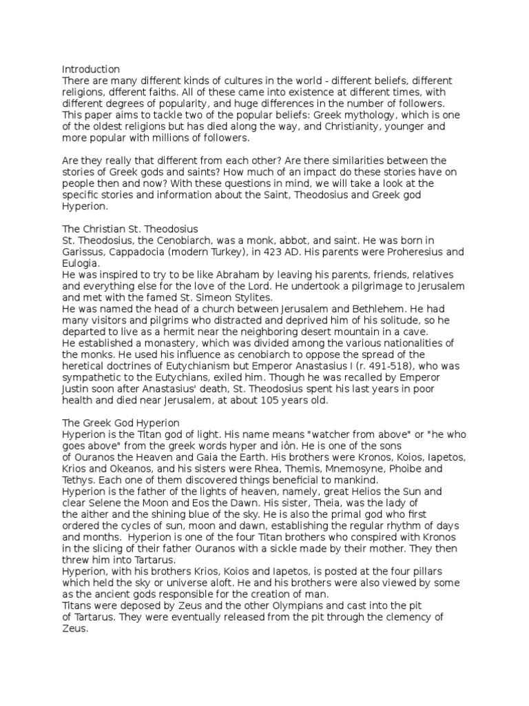 Greek Mythology and Christianity Comparative Analysis | PDF | Mythology ...