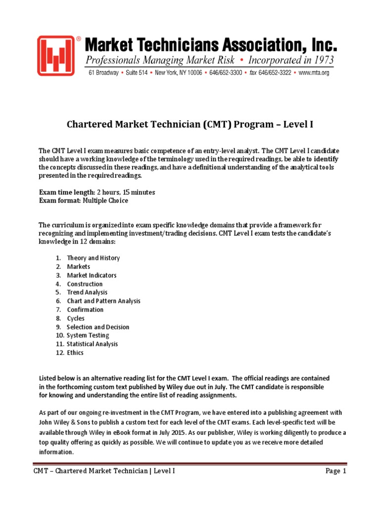 CMT Level I Curriculum Overview | PDF | Business