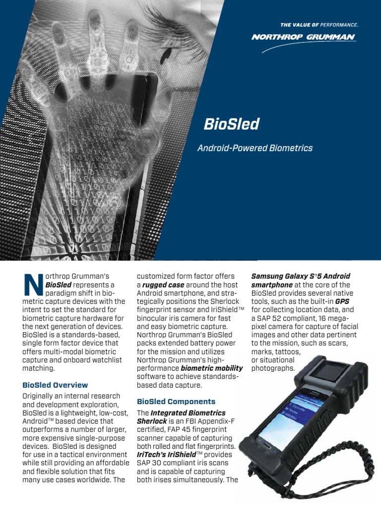 BioSled Datasht | PDF | Biometrics | Image Scanner