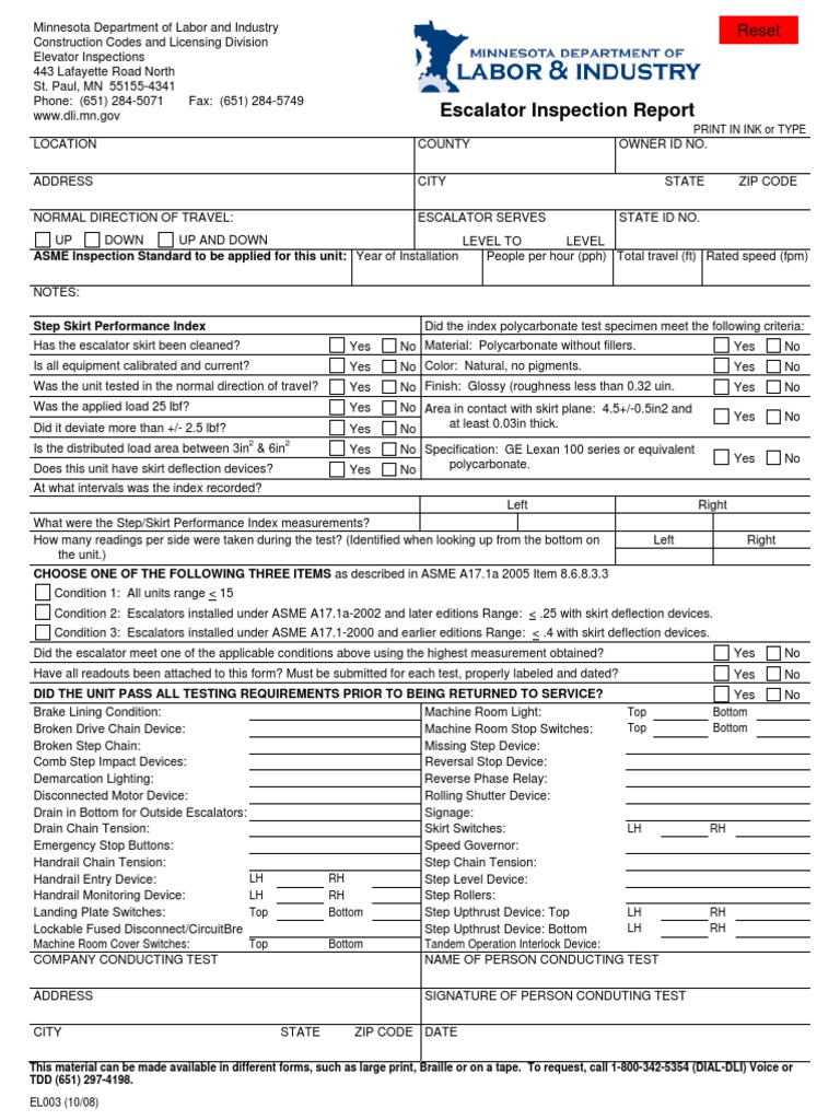 Escalator Inspection Report | Escalator | Technology