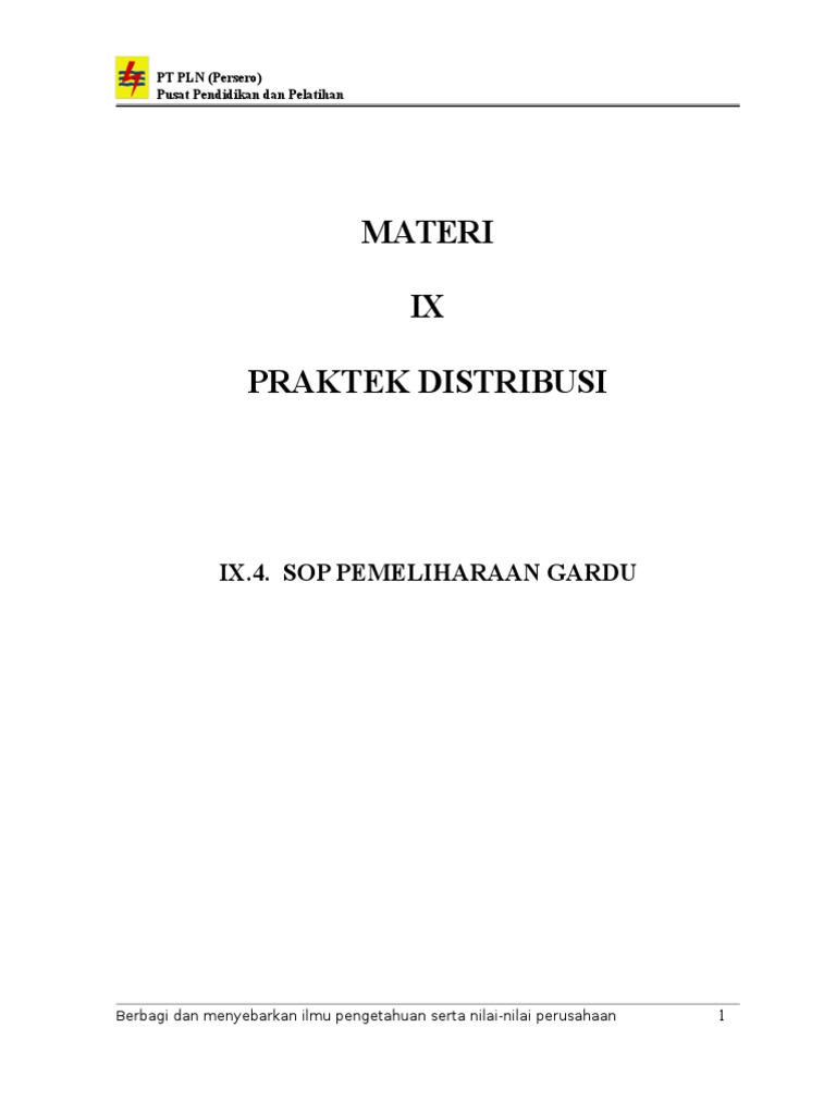 Sop Pemeliharaan Gardu | PDF