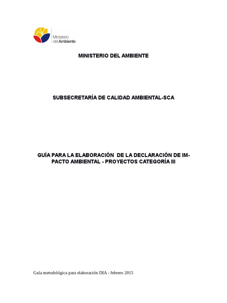 Guia para La Elaboracion La Declaracion de Impacto Ambiental Categoria ...