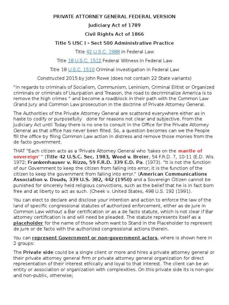 Private Attorney General Information | PDF | Power Of Attorney ...