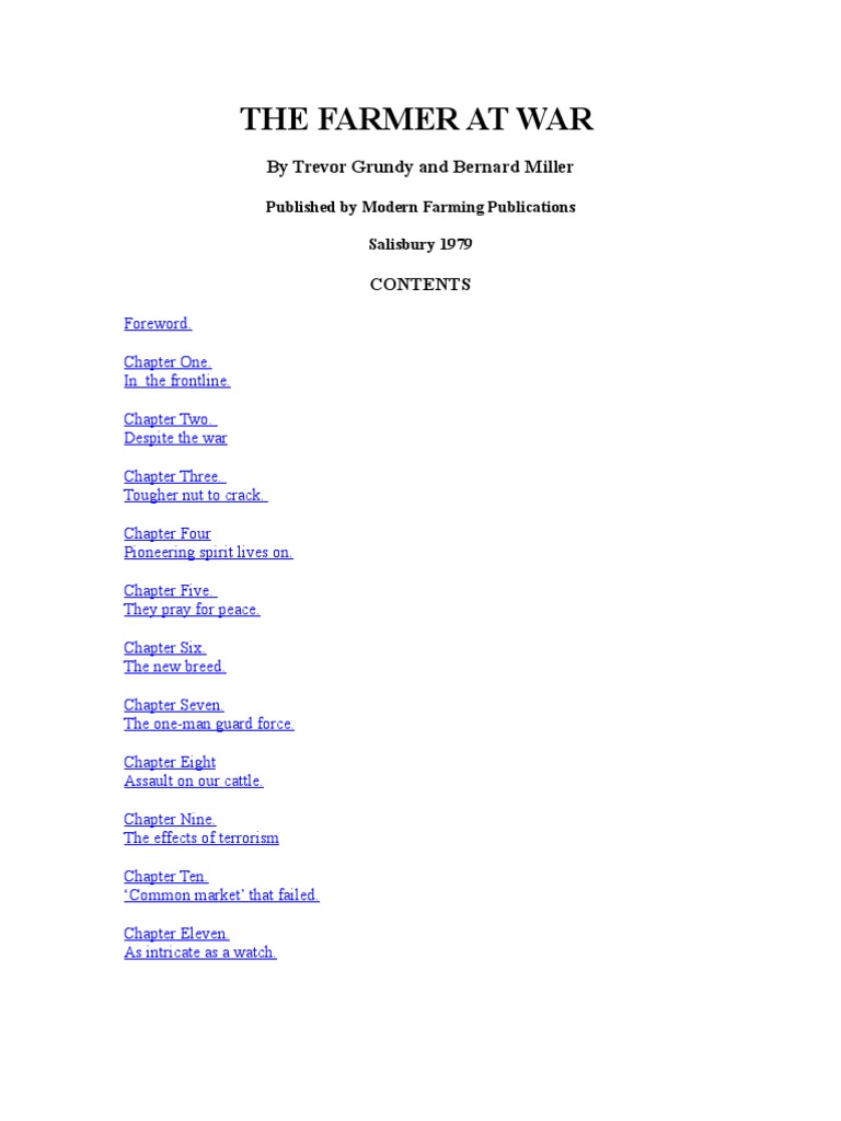 The Farmer at War by Trevor Grundy and Bernard Miller | PDF | Zimbabwe ...