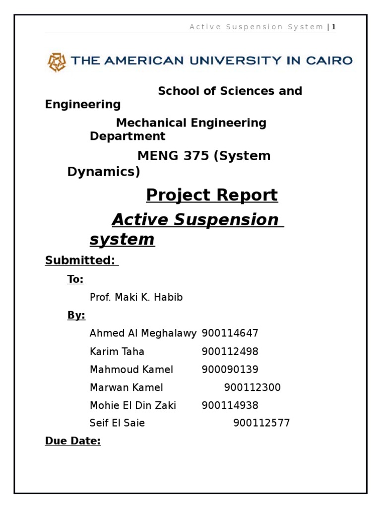 Active Suspension System | PDF | Suspension (Vehicle) | Automobiles