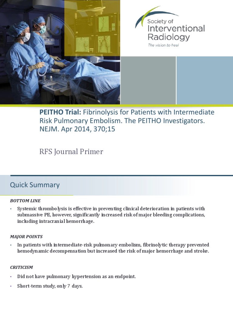 PEITHO Trial: Fibrinolysis For Patients With Intermediate | PDF ...