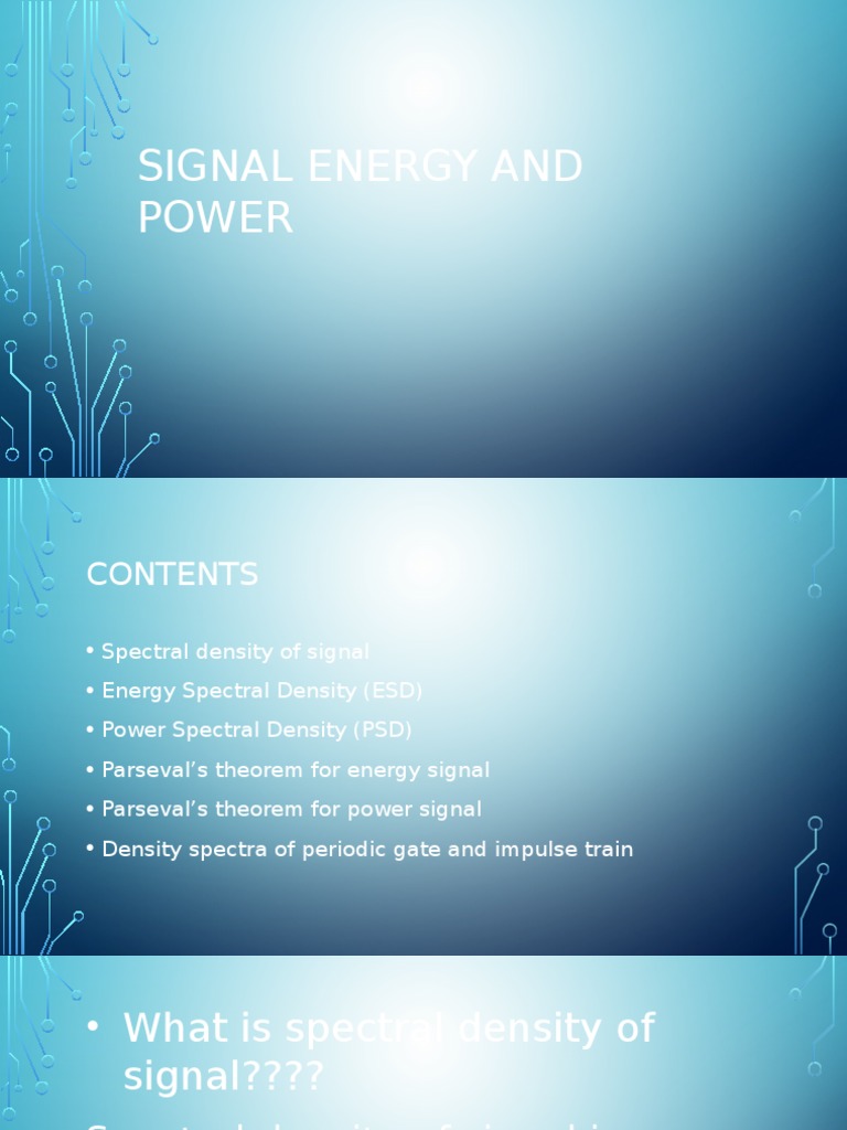 Signal Energy and Power | PDF | Spectral Density | Mathematical Concepts