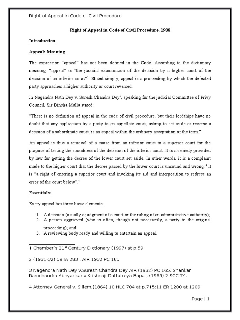 Right of Appeal in Code of Civil Procedure | PDF | Lawsuit | Appeal