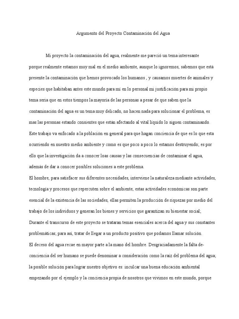 Proyecto Contaminación Del Agua | PDF | La contaminación del agua | Agua