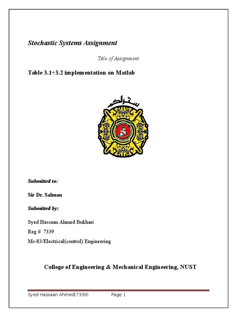 Stochastic Systems Assignment: Table 3.1+3.2 Implementation On Matlab | PDF | Computers ...