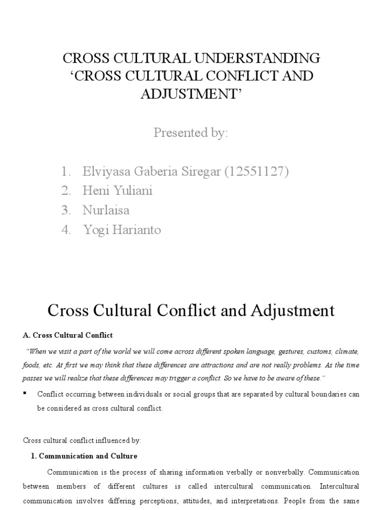 Cross Cultural Conflict and Adjustment | Nonverbal Communication ...