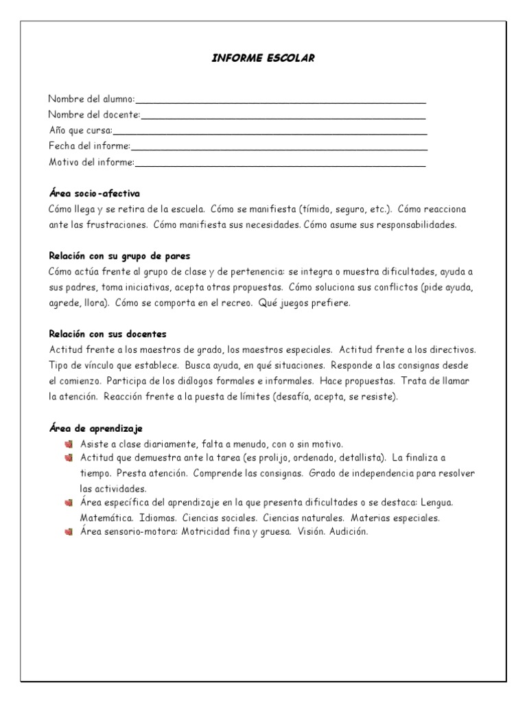 Informe Escolar 193 Rea Socio Afectiva Riset