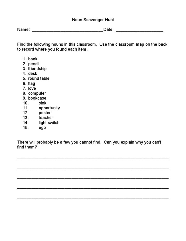 Abstract Noun Scavenger Hunt | PDF
