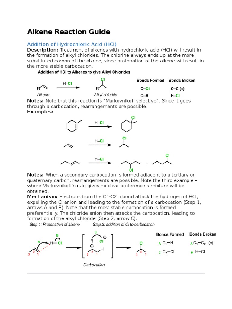 Alkene Reaction Guide | PDF | Alkene | Chemical Reactions