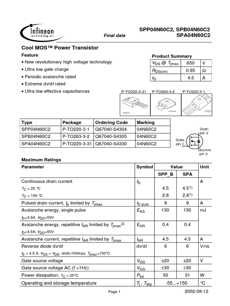 04N60 | PDF | Capacitor | Field Effect Transistor