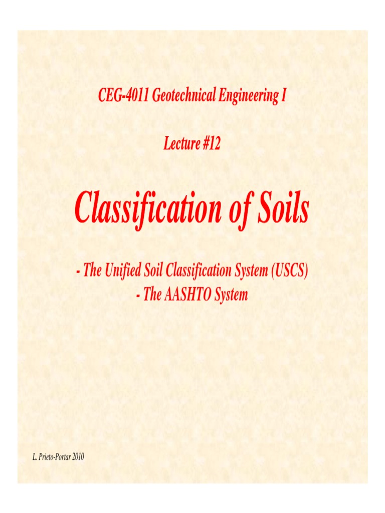 Classification and Identification of Soils According to the Unified ...