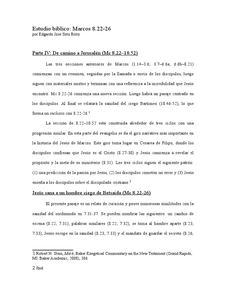 Estudio Bíblico - Marcos 8.22-26 | PDF | Jesús | Biblia