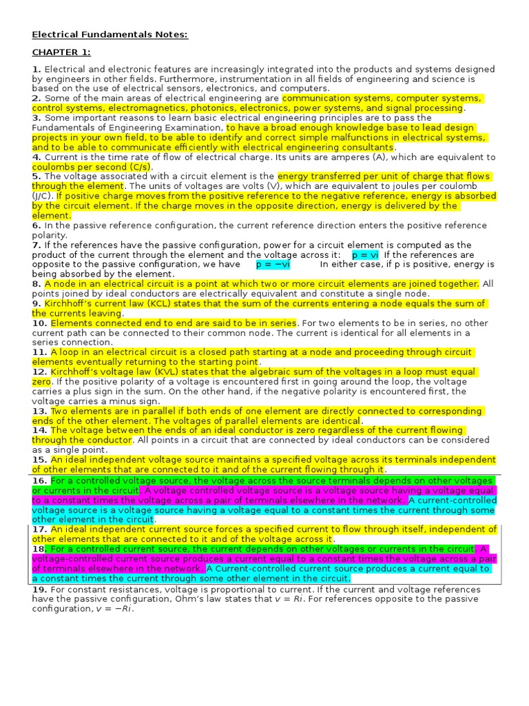 Electrical Fundamentals Chapter 1 | PDF | Electric Current | Series And ...