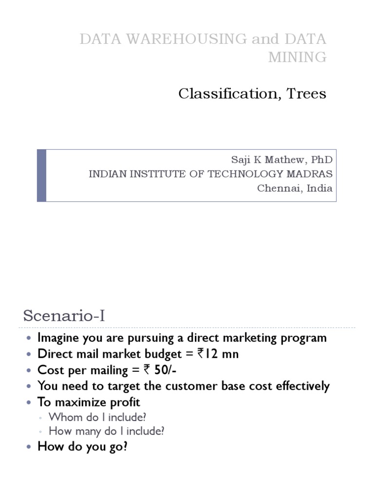 Data Warehousing and Data Mining: Classification, Trees | PDF | Sensitivity And Specificity ...