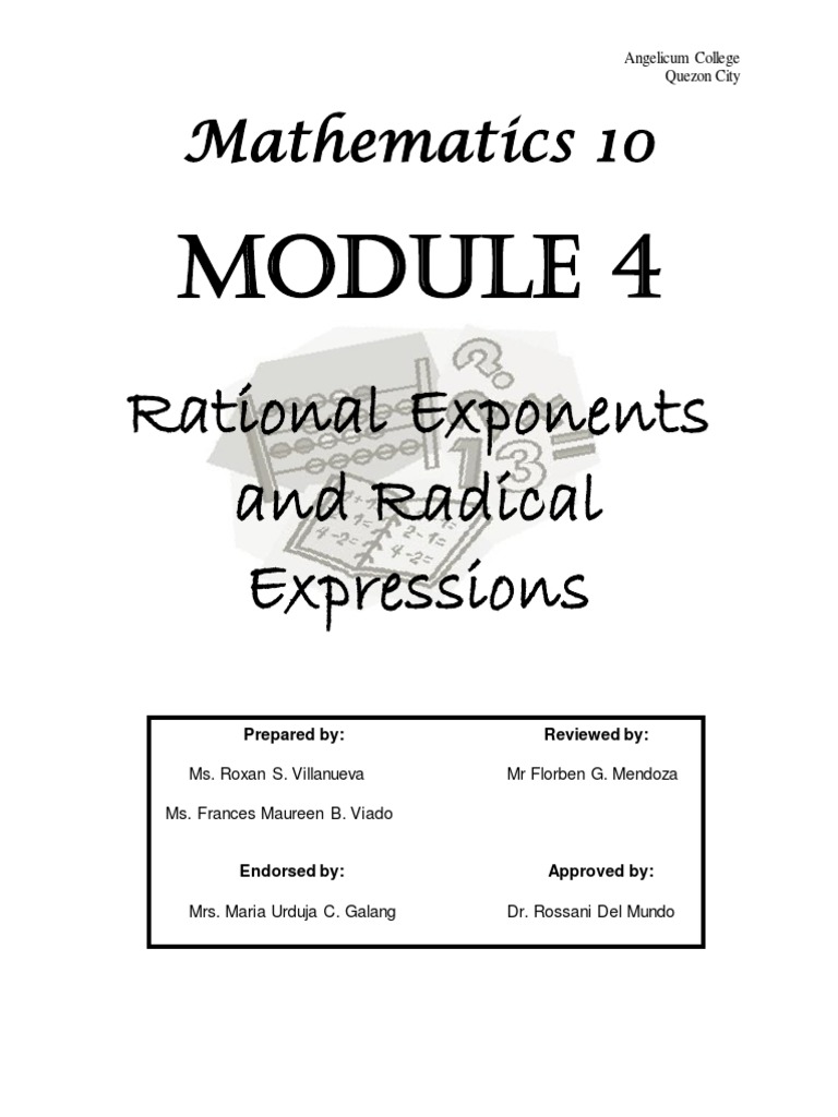 MATH 10 Module 4 (Rational Exponents and Radical Expressions) | PDF ...