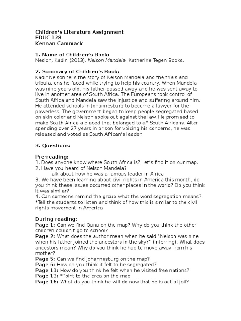 Nelson Mandela Lesson Plan | PDF | Nelson Mandela | African American ...