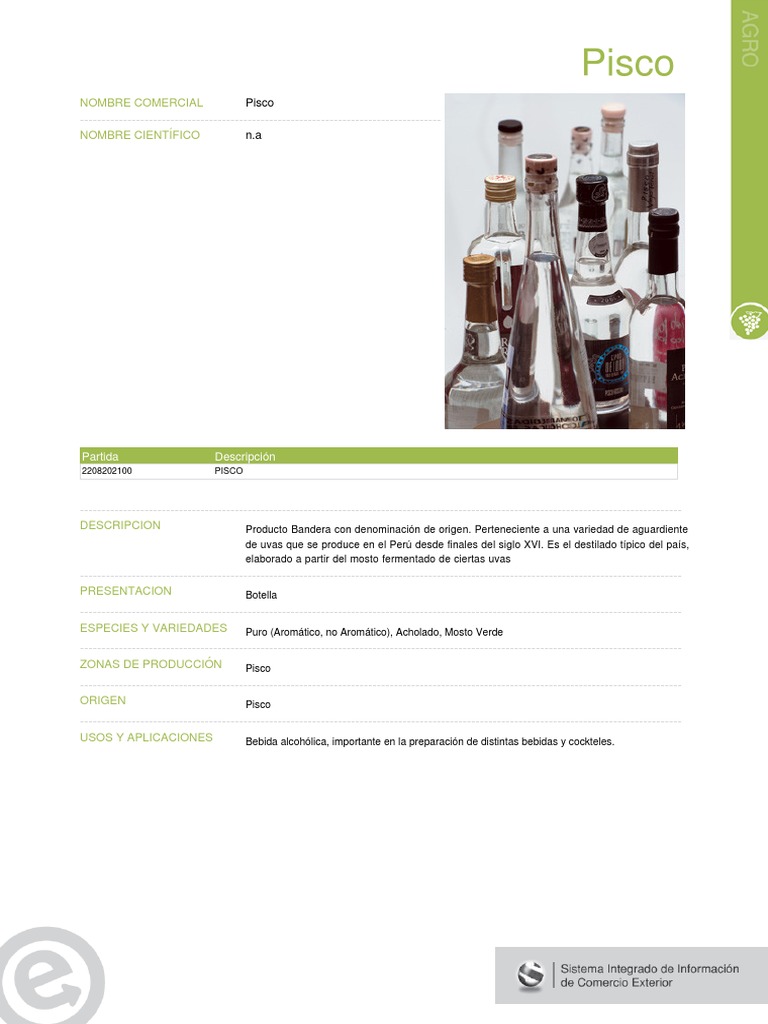 SIICEX - Ficha Producto - Pisco | PDF | Informática | Tecnología